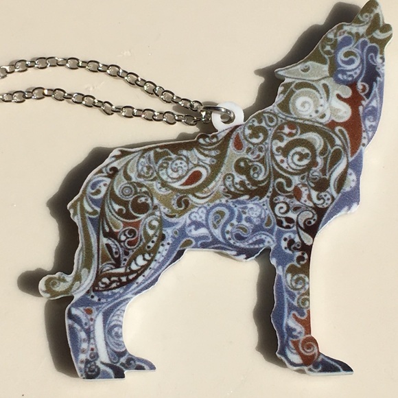 Jewelry | Howling Wolf On A Chain Colorful Paisley | Poshmark
